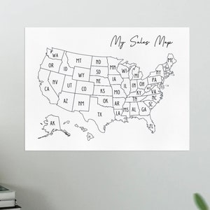 United States Sales Map, Printable , Sales Map for Procreate, Small ...