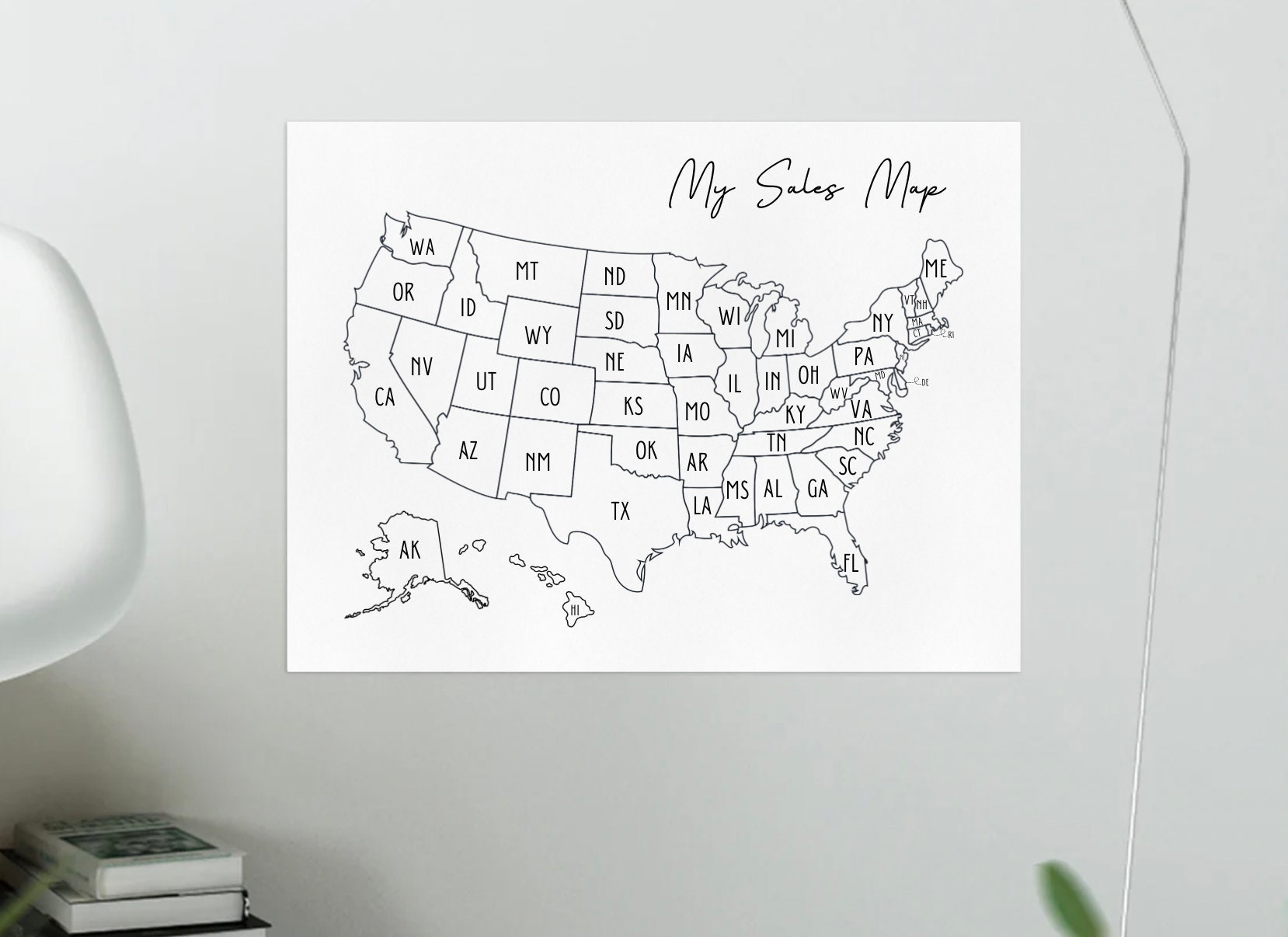 United States Sales Map, Printable , Sales Map for Procreate, Small ...