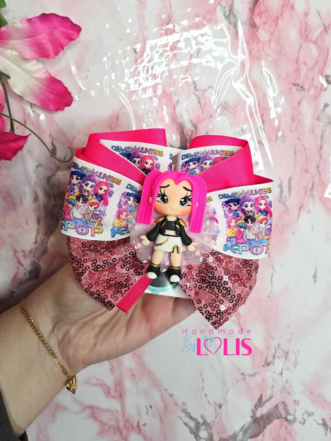 Lazo Kpop Pink Girl Mira • Lazo Para El Cabello Demon Hunters • Lazo De ...