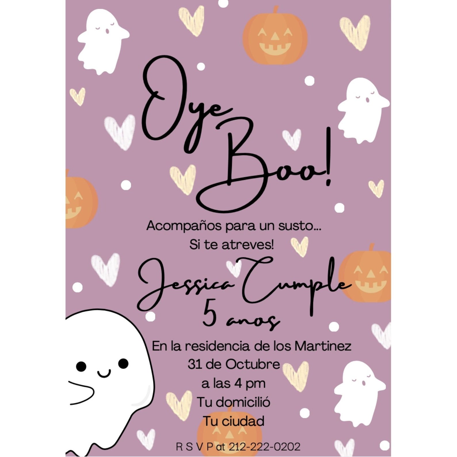 Halloween Birthday Invitation in Spanish, Halloween Invitation En ...