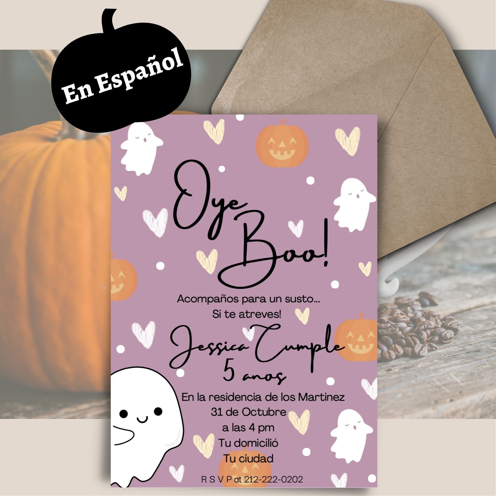 Halloween Birthday Invitation in Spanish, Halloween Invitation En ...