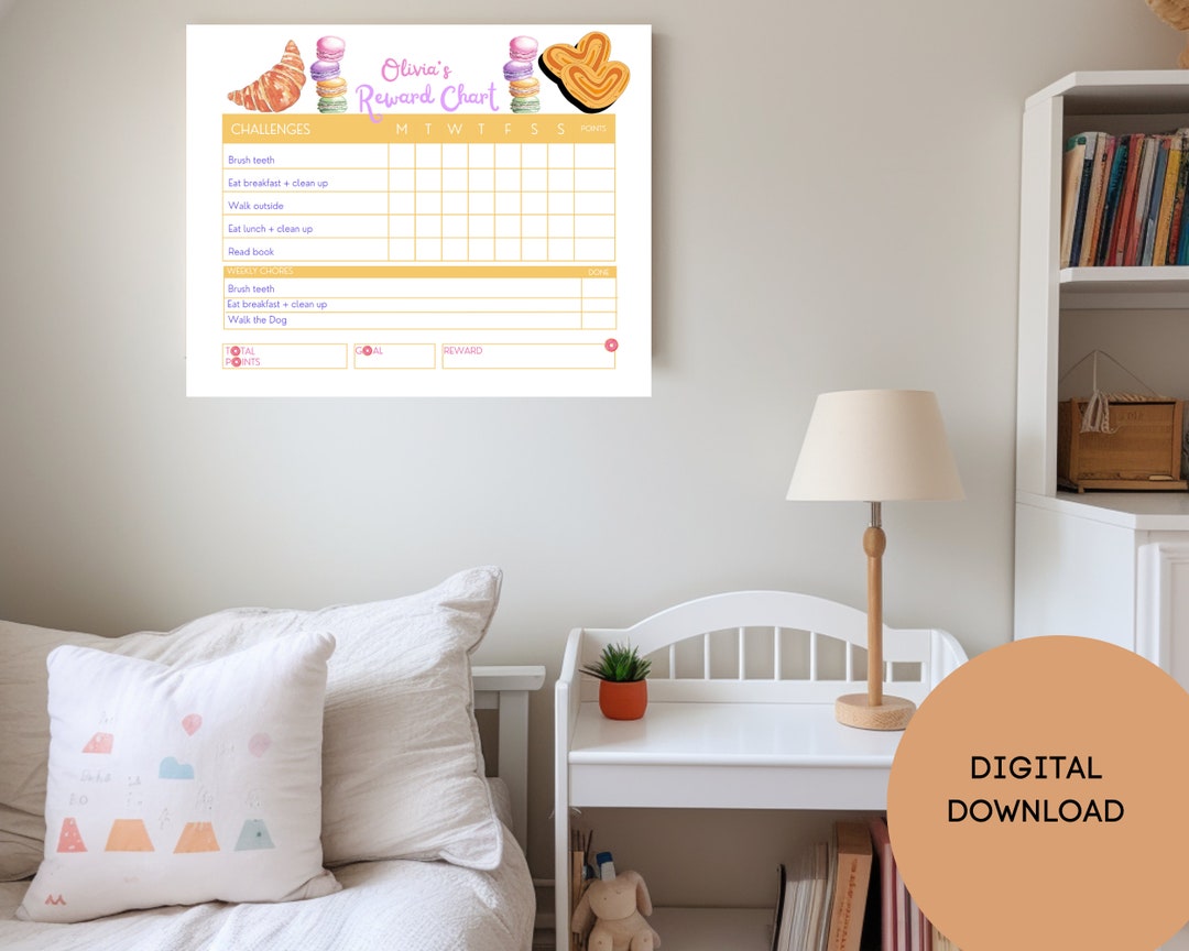 Editable Unicorn Chore Chart Printable Kids Daily Responsibility Chart ...