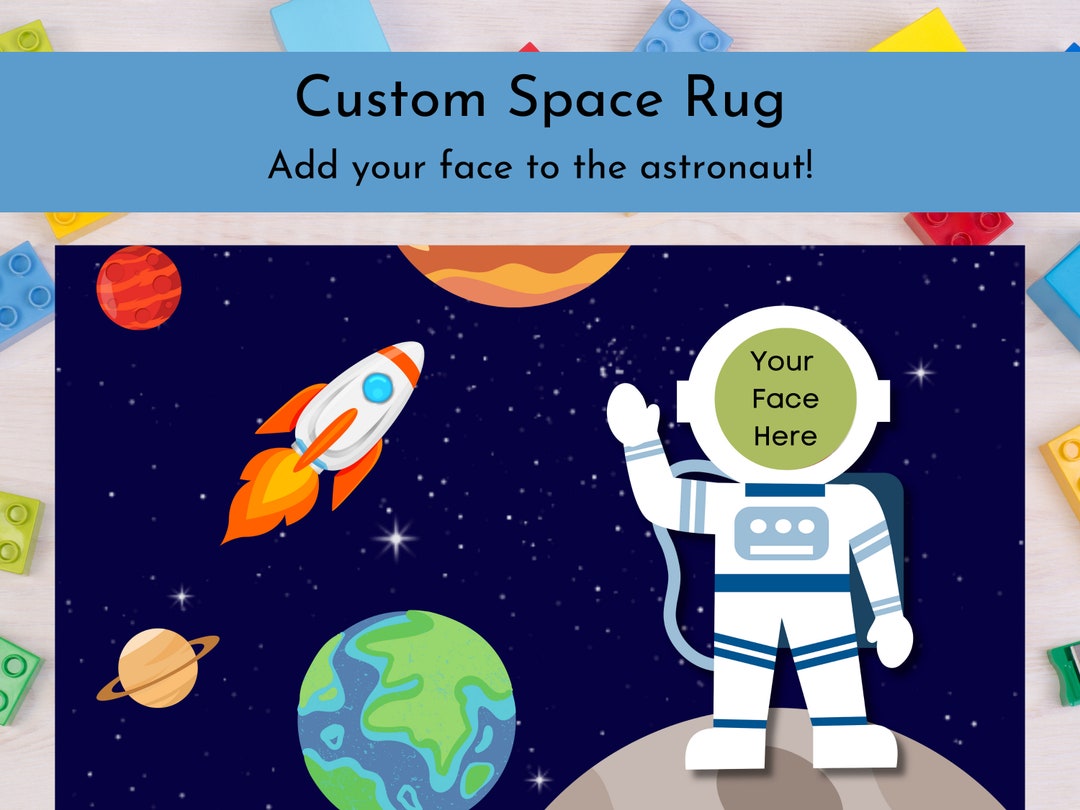 Personalized Space Activity Rug Rectangular Playmat Astronaut Theme ...