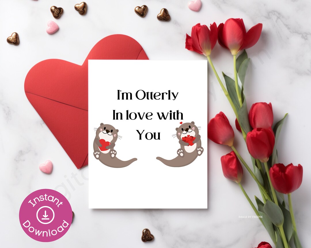 Printable Cute Animal Valentine's Day Card Anniversary Birthday Card ...