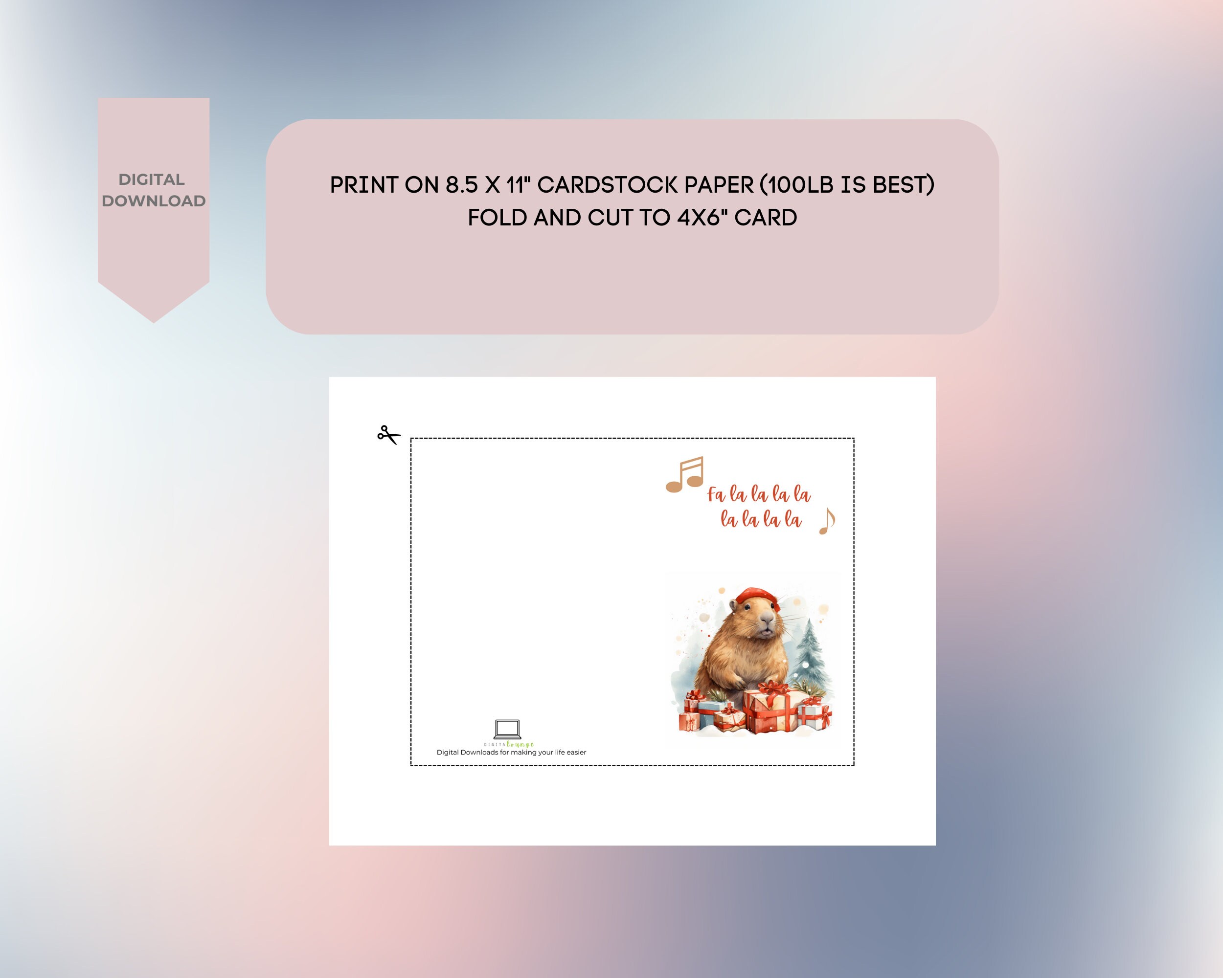 Printable Christmas Cards Set of 4 Downloadable Printable - Etsy