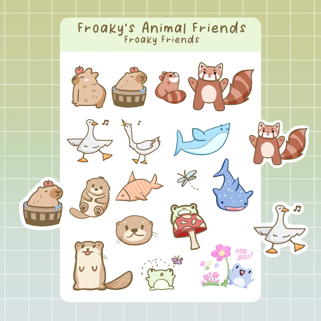 Froaky's Animal Friends Sticker Sheet L Bullet Journals, Planners ...