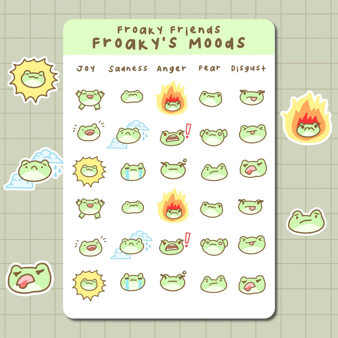 Froaky's Moods - Inside Out Inspired Frog Emotions, Cute Sticker Sheets ...