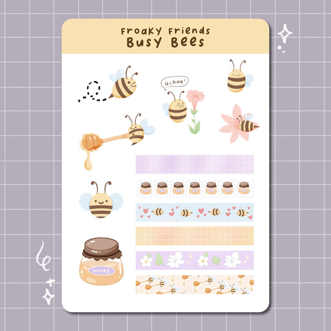 Busy Bees Sticker Sheet L Bullet Journals, Planners, Scrapbooks ...