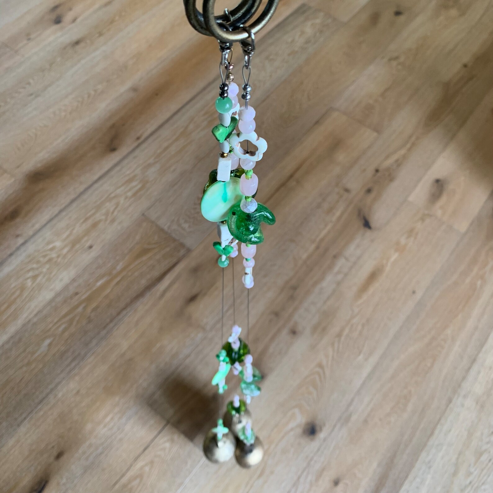 Beaded Sun Catcher/wind Chime, Mother of Pearl Green Oval, Butterfly ...