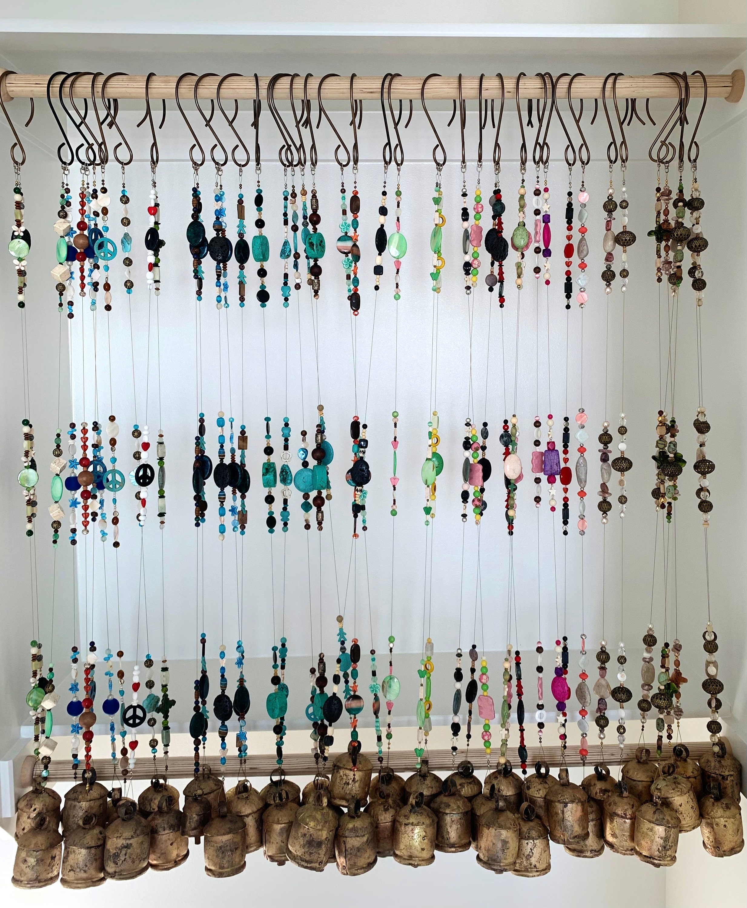 Beaded Sun Catcher/wind Chime, Light Green/sparkle Pink, Groovy Flower ...