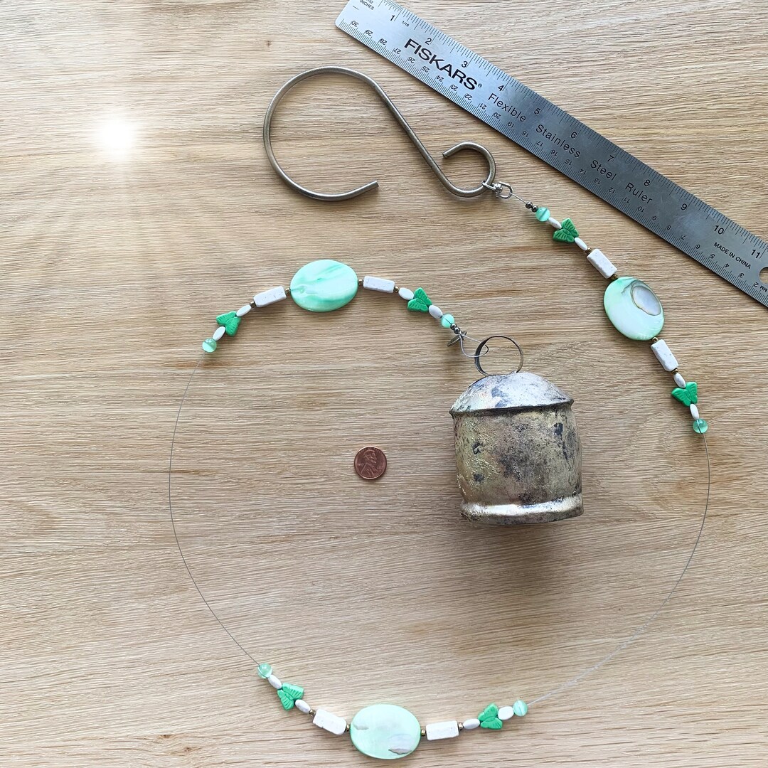 Beaded Sun Catcher/wind Chime Mother of Pearl Green Oval - Etsy