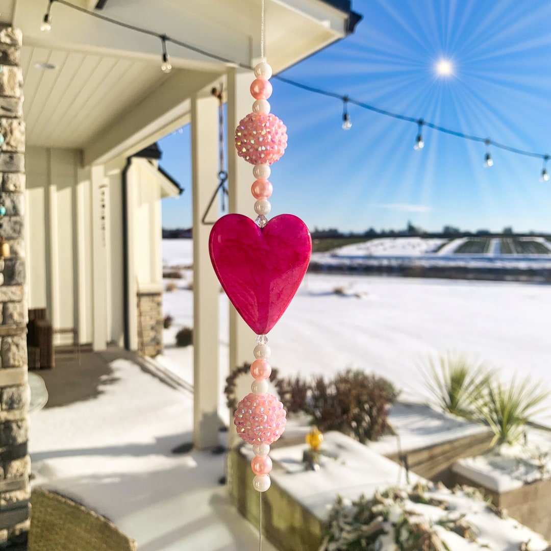Valentine's Beaded Sun Catcher/wind Chime, Natural Stones, Rustic Bell ...