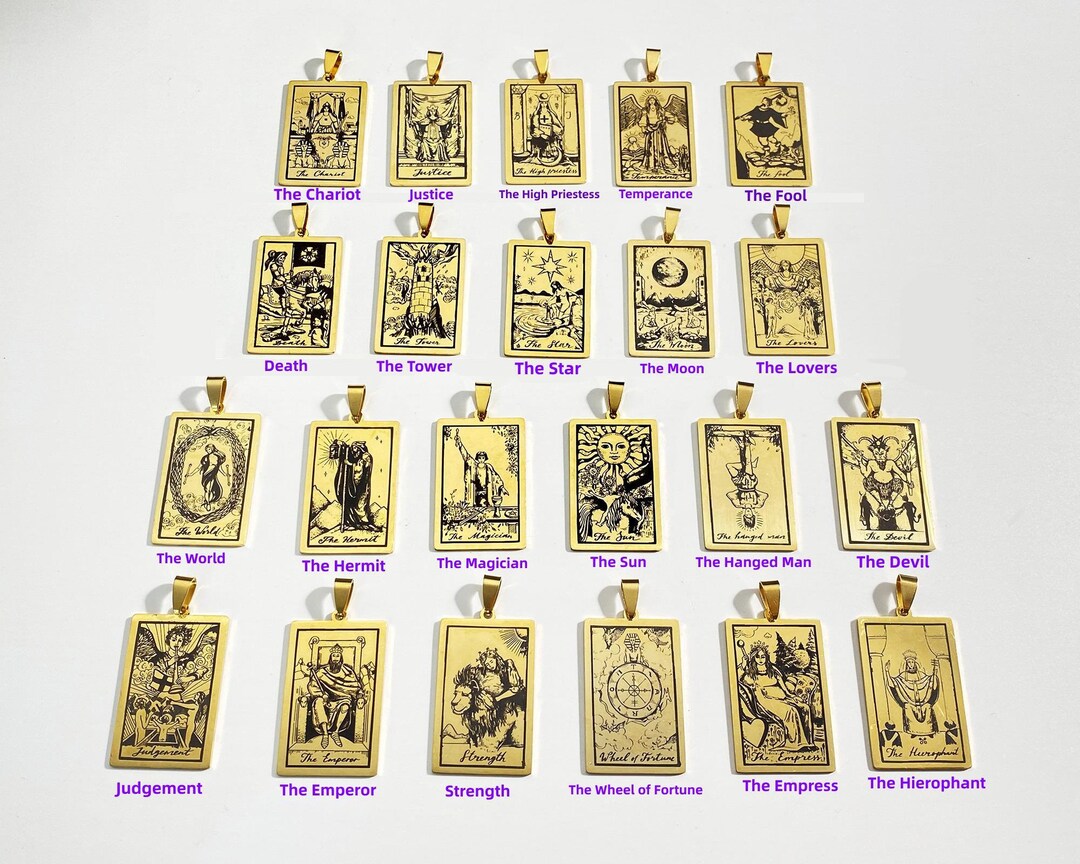 22pcs Tarot Charms Pendants Card Gold Stainless Steel Bulk for Jewelry ...