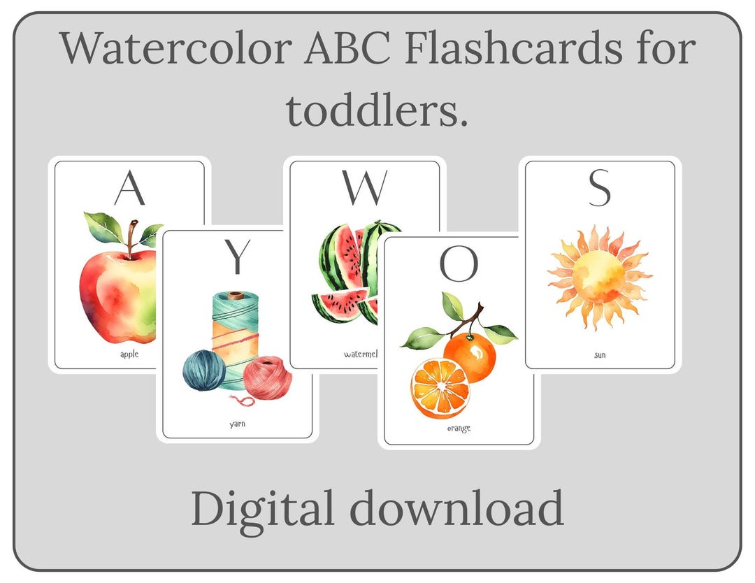 Watercolor ABC Flashcards | Printable Montessori Toddler Flash Cards ...