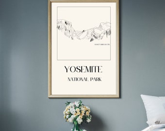 The Grand Teton National Park Poster Simple Sketch Fine Line Wall Art ...