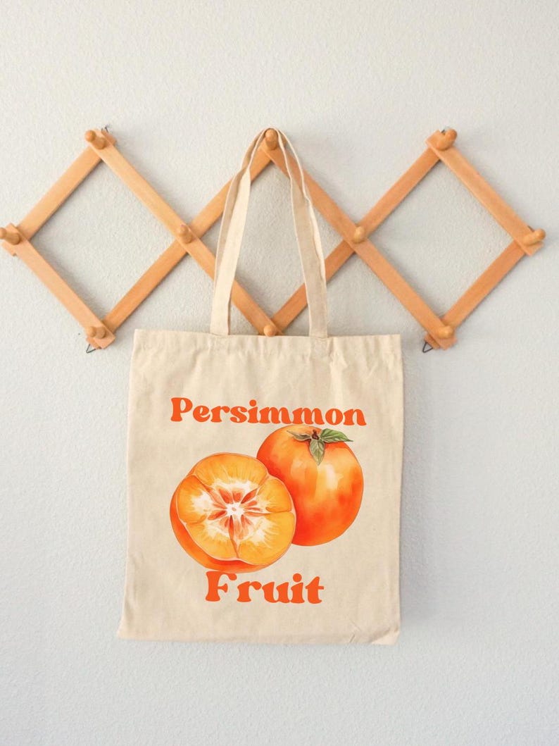 Persimmon Tote Bag, Tropical Fruit Tote Bag ,beach Bag, Aesthetic ...