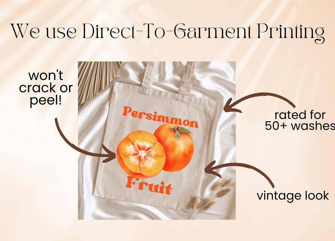 Persimmon Tote Bag, Tropical Fruit Tote Bag ,beach Bag, Aesthetic ...