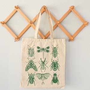 Vintage Style Bug Tote Bag Beetle Butterfly Moth Insect Tote Granola ...