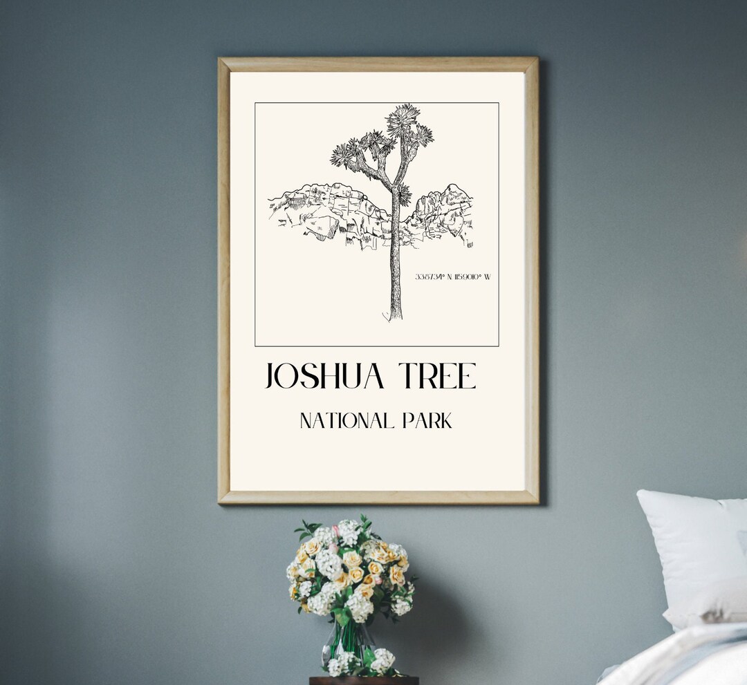 Joshua Tree National Park Poster Hand Drawn Gifts for Mom Simple Line ...