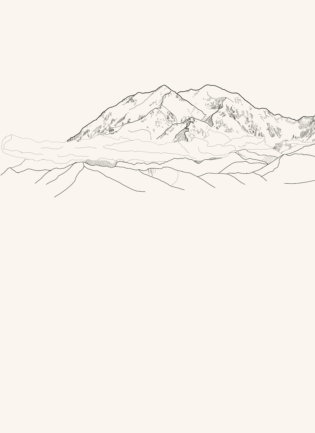 Denali National Park Poster Hand Drawn Simple Sketch Alaska Art Line ...