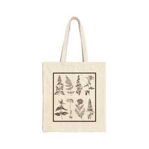Wild Flower Line Drawing Tote Bag - Floral Canvas Tote, Nature Doodle ...