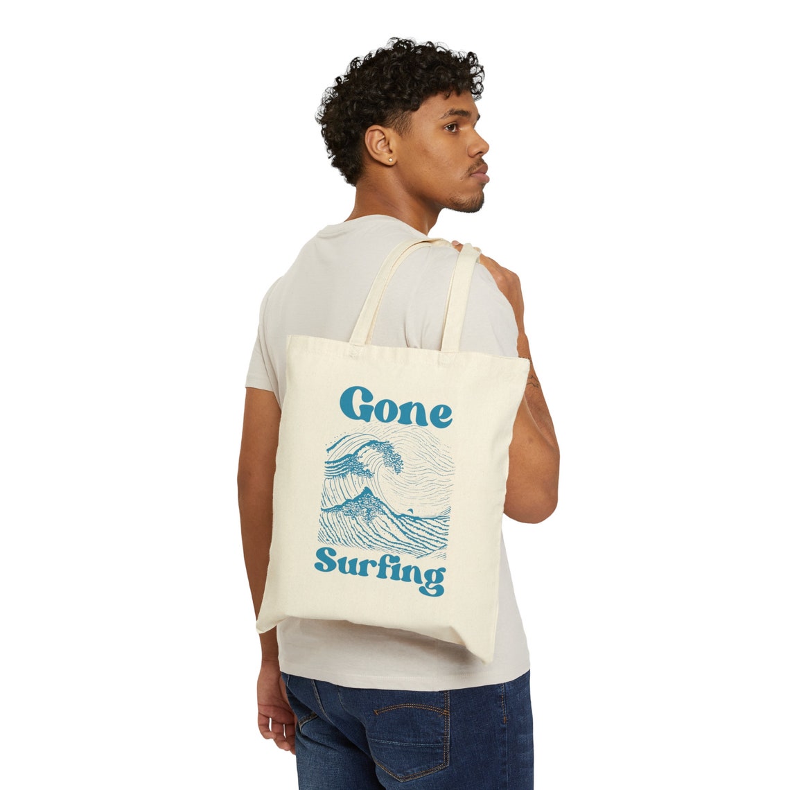 Gone Surfing Tote Beach Bum Bag Simple Beach Tote Bag Tropical Nature ...