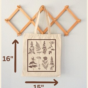 Wild Flower Line Drawing Tote Bag - Floral Canvas Tote, Nature Doodle ...