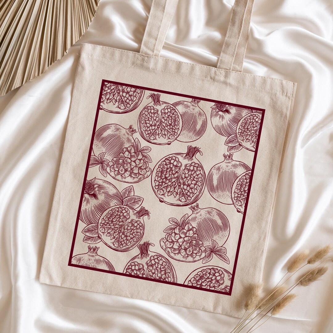 Pomegranate Line Drawing Tote Bag Tropical Bag Fruit Tote Beach Bag ...