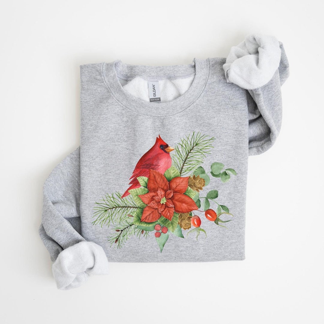 Cardinal Christmas Sweater Unisex Bird Crewneck Vintage Style Red ...
