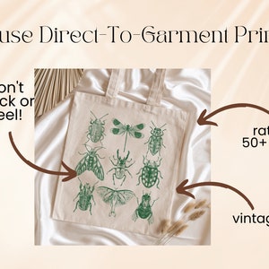 Vintage Style Bug Tote Bag Beetle Butterfly Moth Insect Tote Granola ...