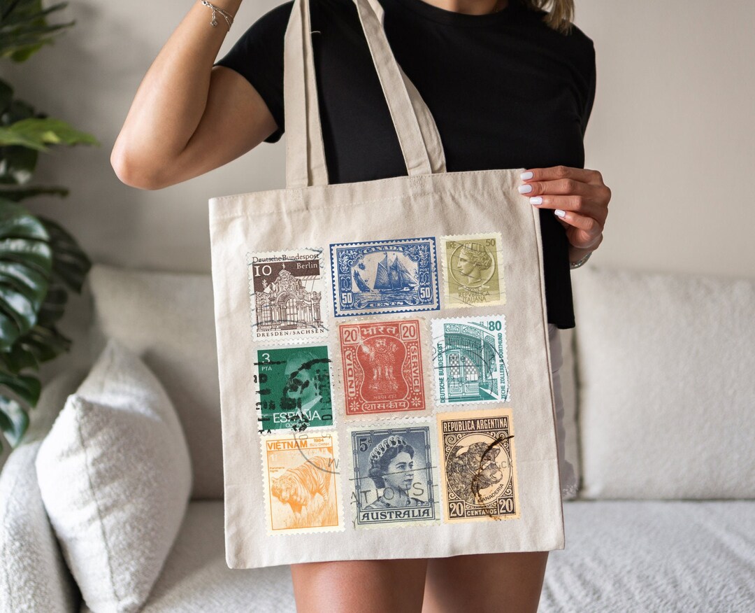 Vintage Stamp Tote Bag Vintage Art Bag History Lover Gift for Stamp ...