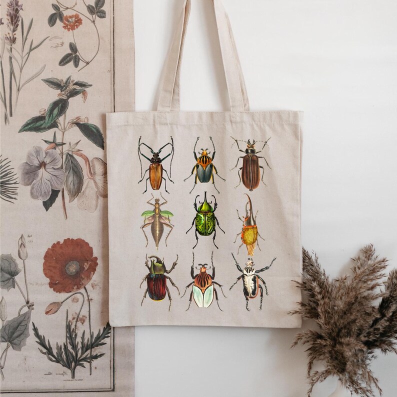 Vintage Style Bug Tote Bag Beetle Insect Tote Granola Girl Gift ...