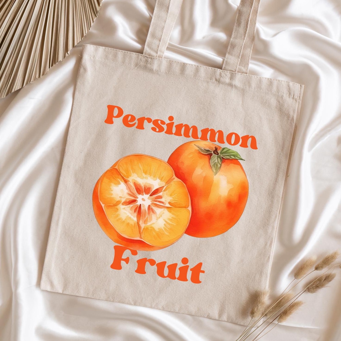 Persimmon Tote Bag, Tropical Fruit Tote Bag ,beach Bag, Aesthetic ...