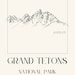 The Grand Teton National Park Poster Simple Sketch Fine Line Wall Art ...