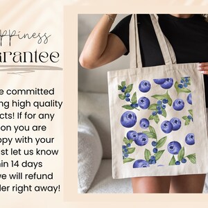 Watercolor Blueberry Tote Bag Italian Tote Bag Cottage Core Fruit Tote ...