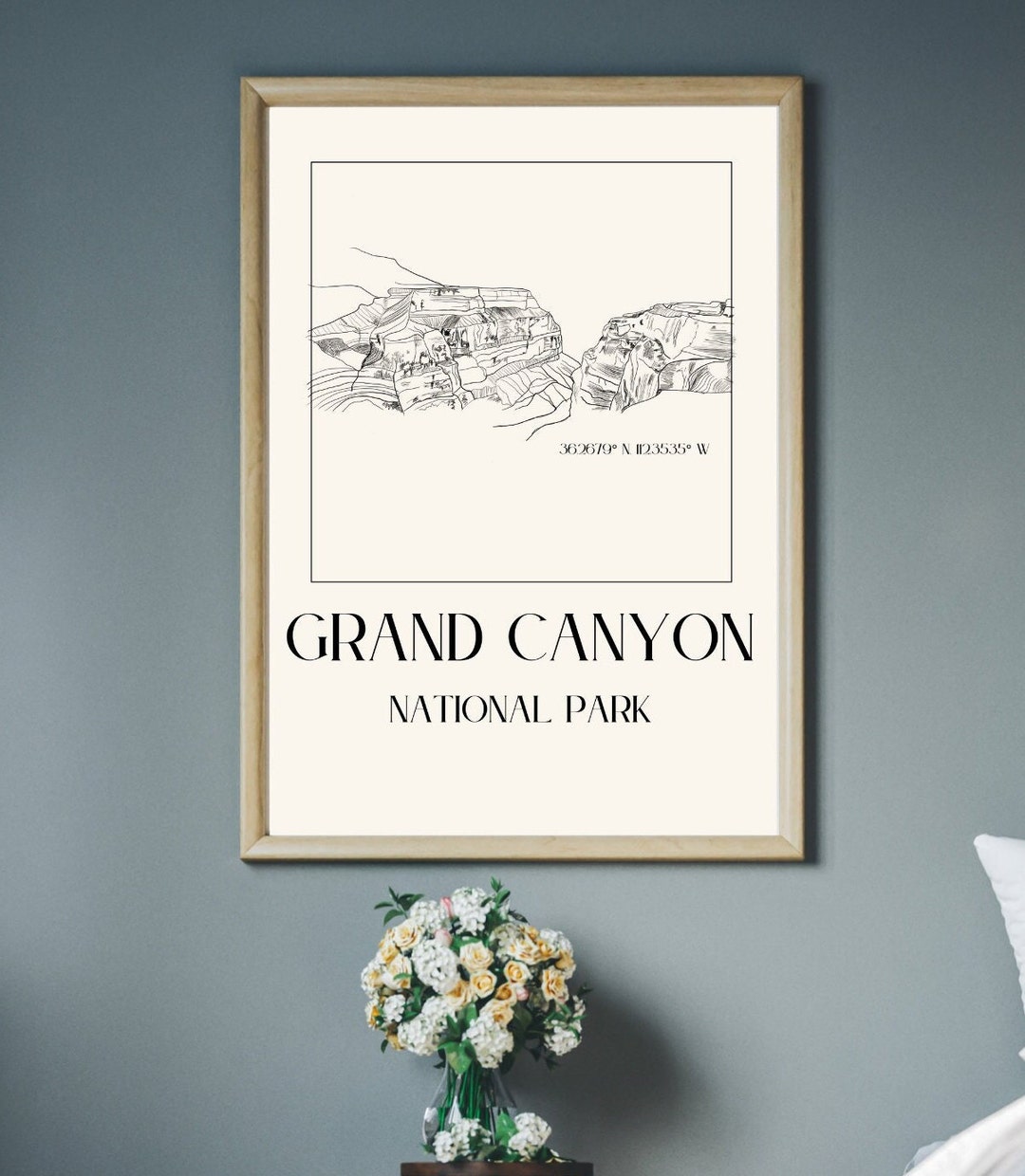 Grand Canyon National Park Poster Simple Sketch Fine Line Wall Art Hand ...
