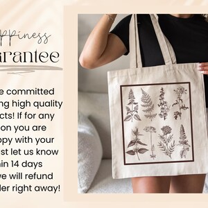 Wild Flower Line Drawing Tote Bag - Floral Canvas Tote, Nature Doodle ...