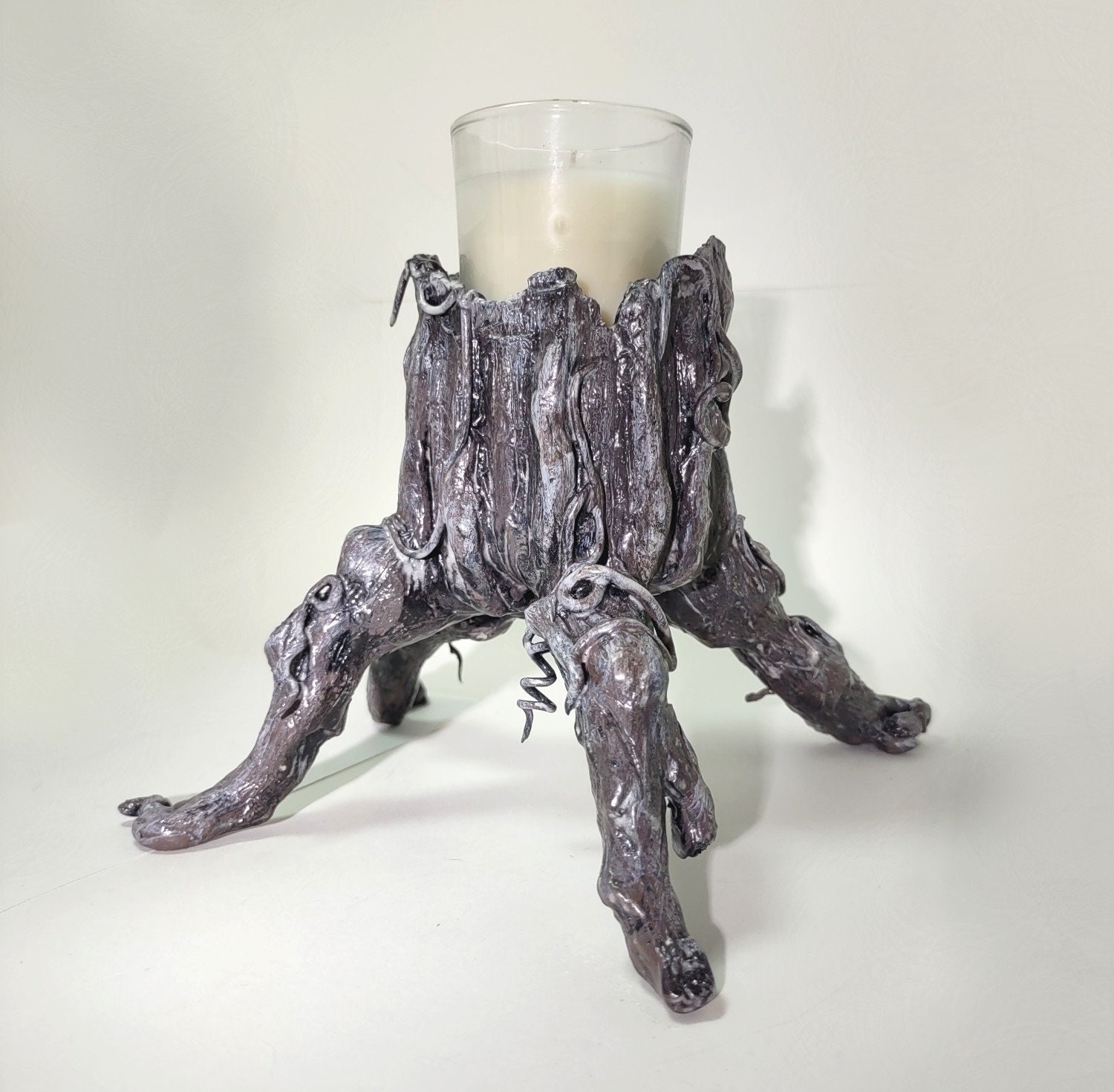 Spooky Tree Trunk Elevated Candle Holder, Decaying Forest Tree Stump ...