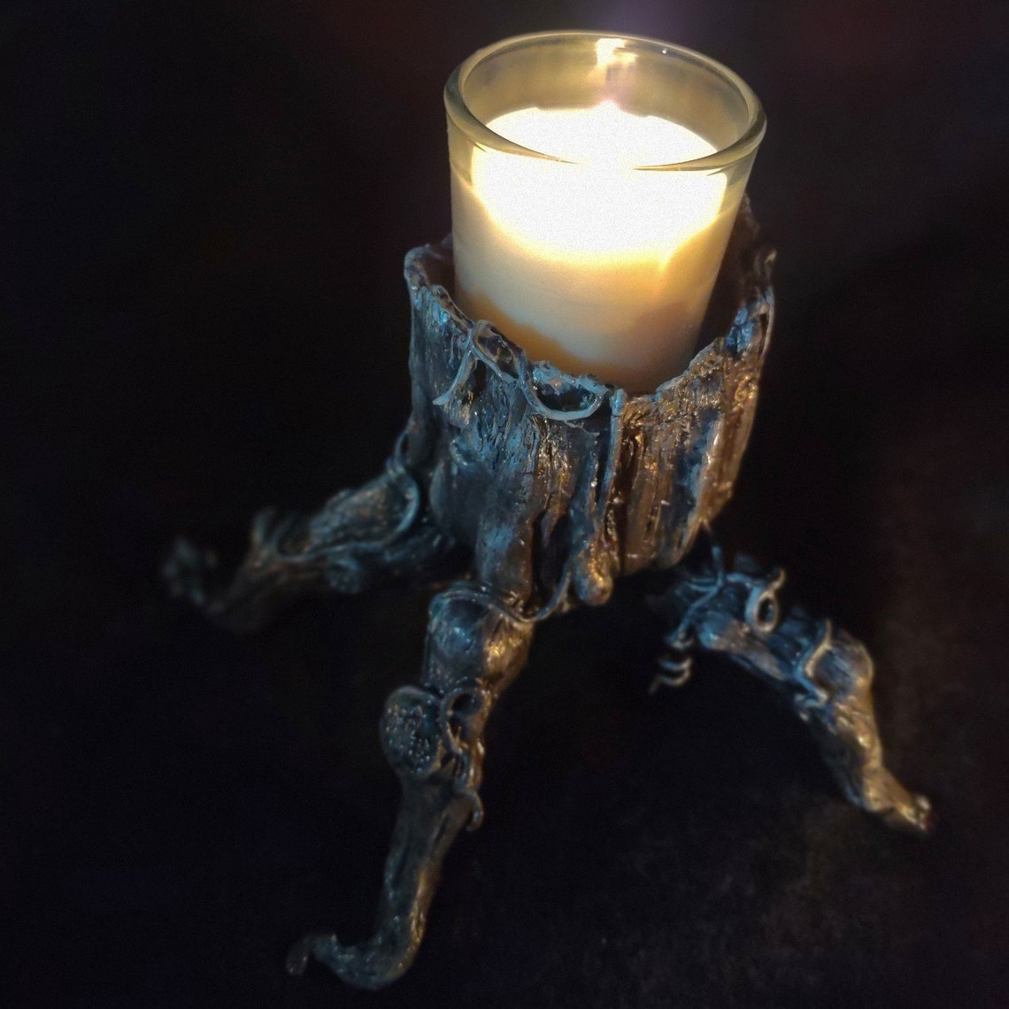 Spooky Tree Trunk Elevated Candle Holder, Decaying Forest Tree Stump ...