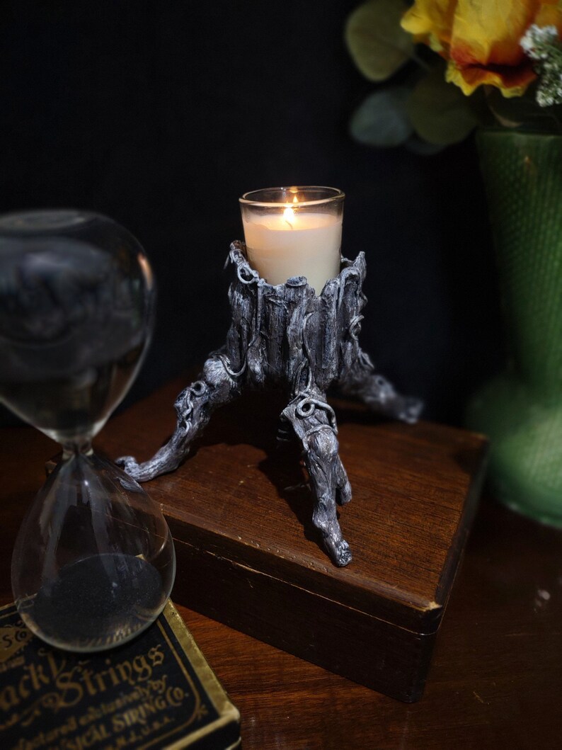 Spooky Tree Trunk Elevated Candle Holder, Decaying Forest Tree Stump ...