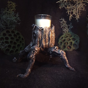 Spooky Tree Trunk Elevated Candle Holder, Decaying Forest Tree Stump ...