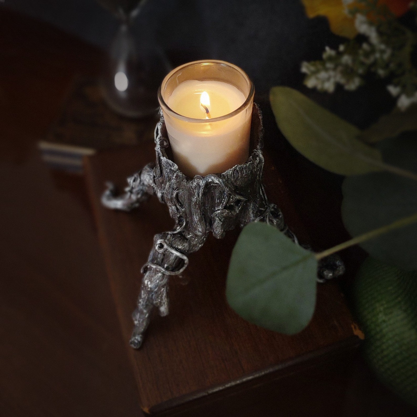 Spooky Tree Trunk Elevated Candle Holder, Decaying Forest Tree Stump ...