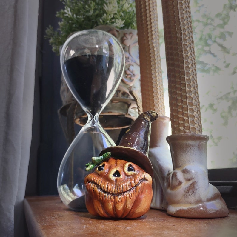 Spooky Smiling Pumpkin Witch Halloween Wizard Figurine - Etsy