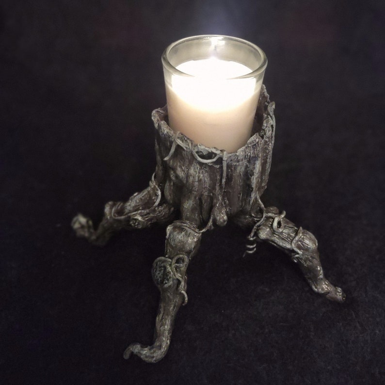 Spooky Tree Trunk Elevated Candle Holder, Decaying Forest Tree Stump ...