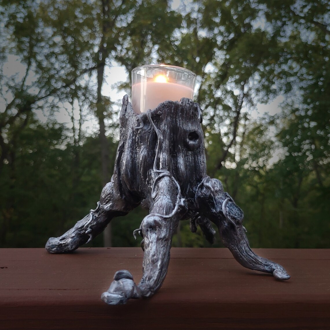 Spooky Tree Trunk Elevated Candle Holder, Decaying Forest Tree Stump ...