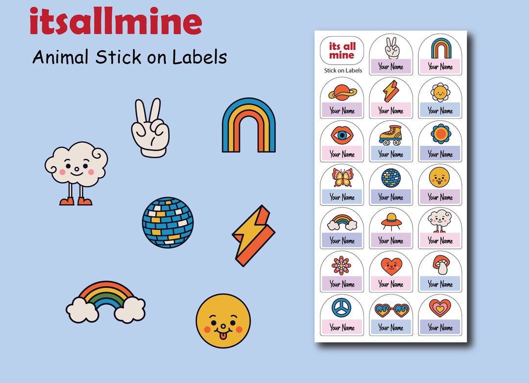 40 Customised Kid's Named Sticker Labels School and Daycare Customised ...