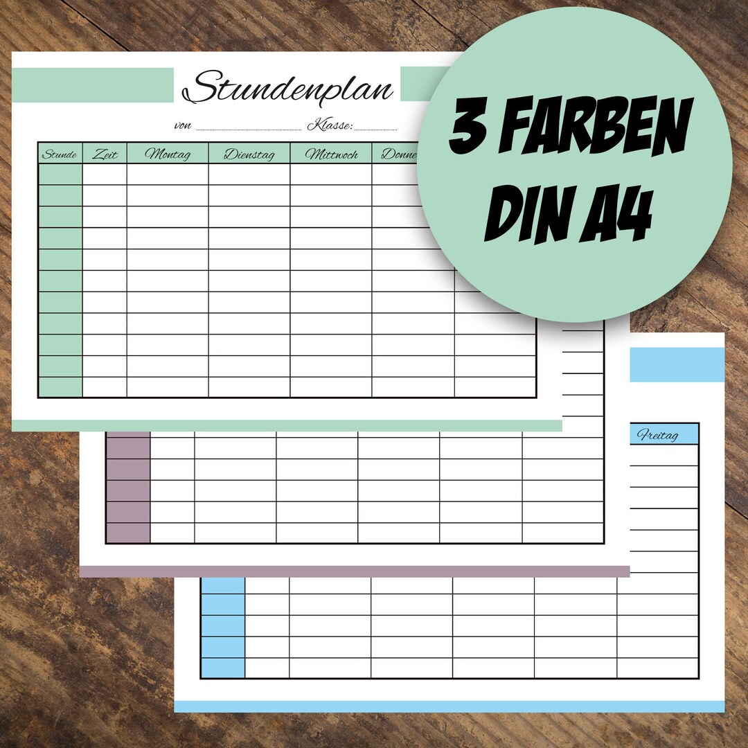 Digital/printable Timetable in 3 Different Colors for the Start of ...