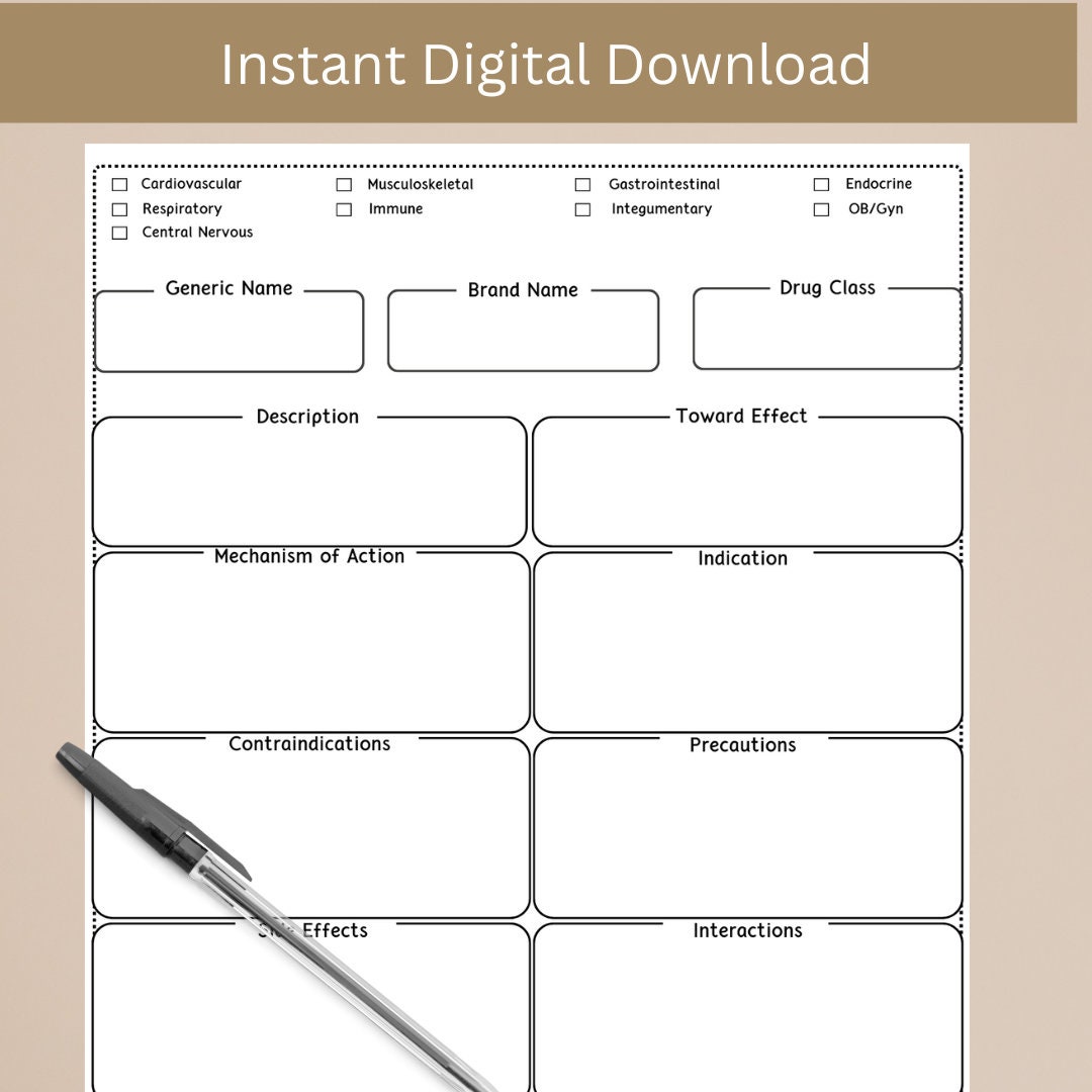 Paramedic/emt Drug Card Template - Etsy