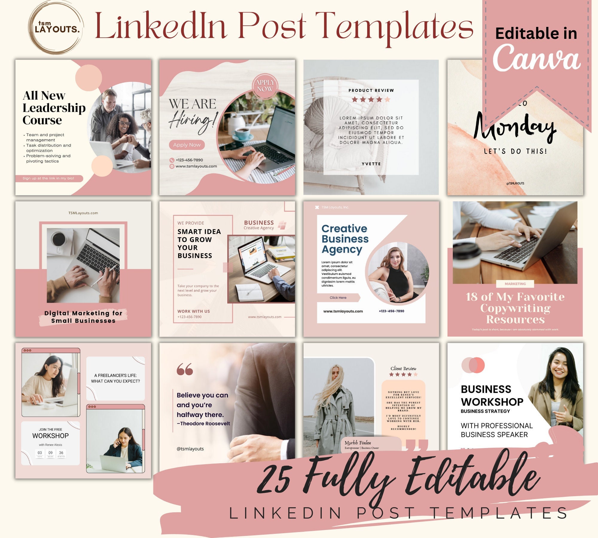 Linkedin Social Media Post Templates CANVA Editable Post Templates ...