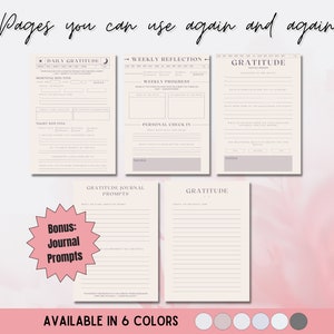 Digital Gratitude Journal Printable Simple Daily Reflection Journal ...